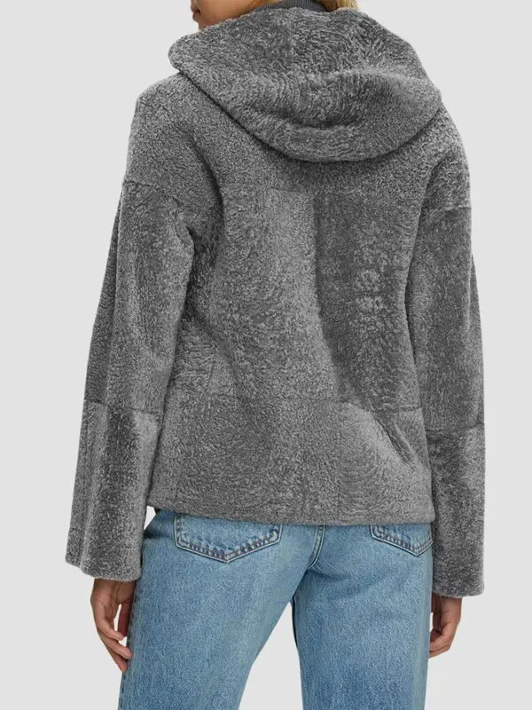 Gorski Reversible New Zealand Shearling Lamb Zip Parka - Gray
