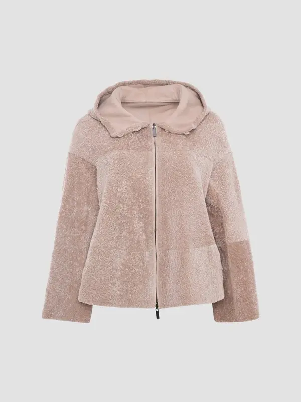 Gorski Reversible New Zealand Shearling Lamb Zip Parka - Pink