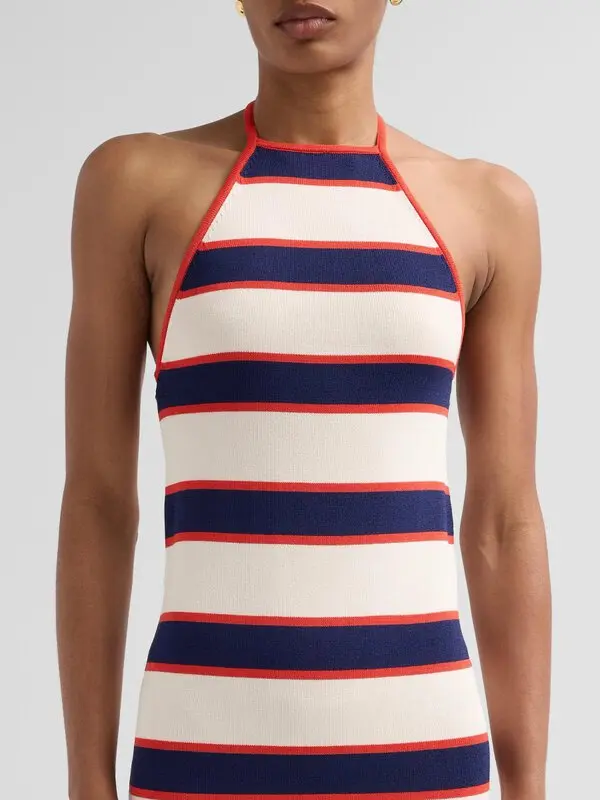 SEROYA Arrabella Striped Halter Maxi Dress