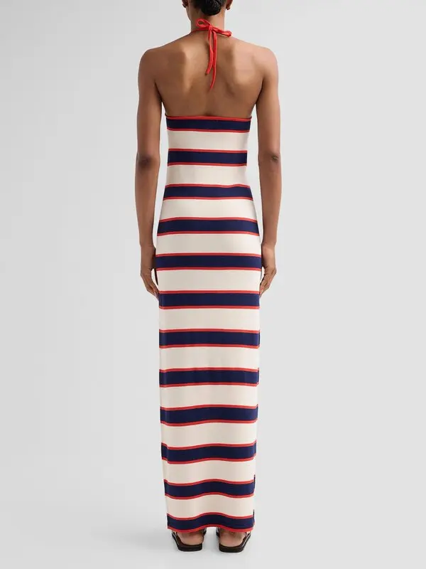 SEROYA Arrabella Striped Halter Maxi Dress