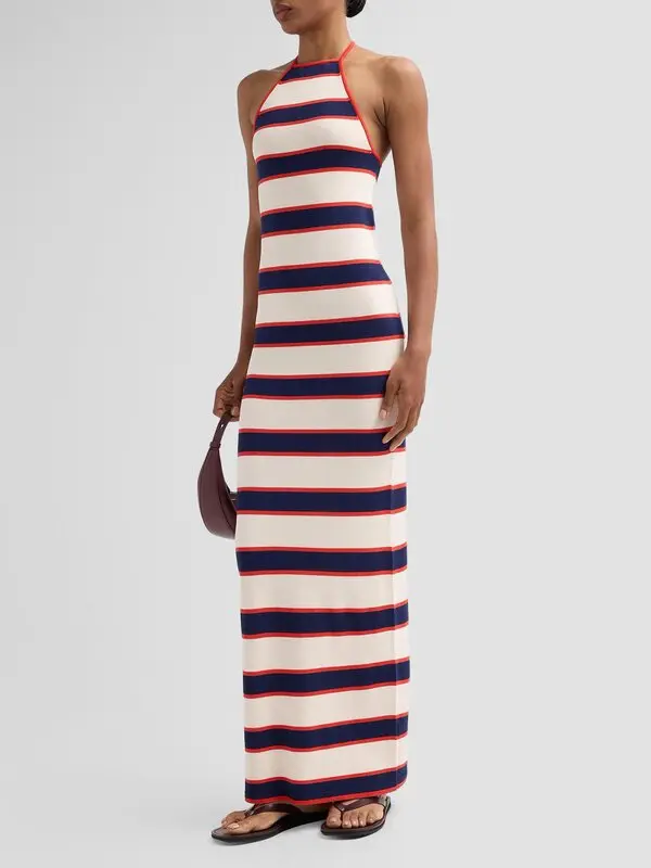 SEROYA Arrabella Striped Halter Maxi Dress