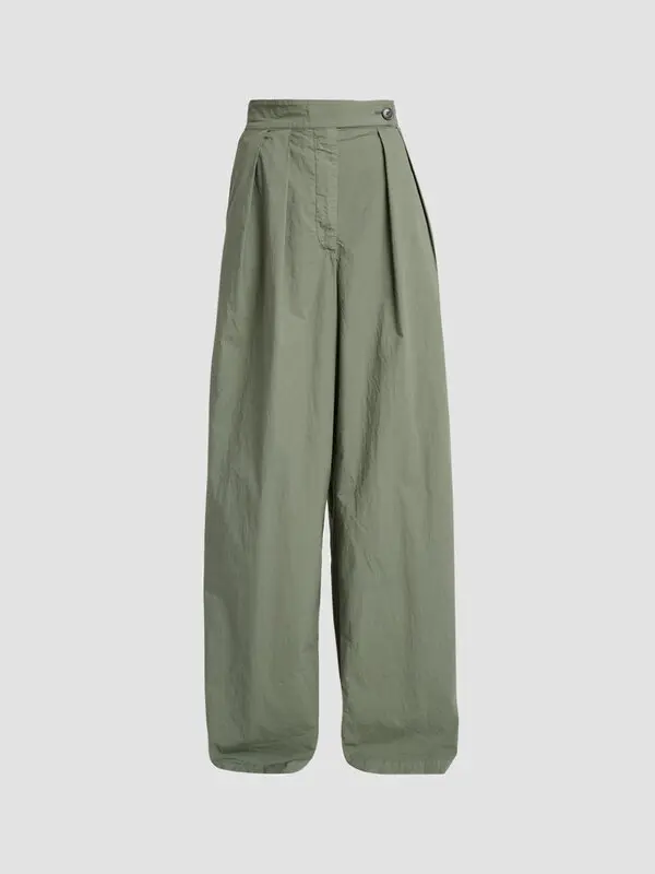 Dries Van Noten Pamplona Stretch Cotton Pleated Pants - Sage