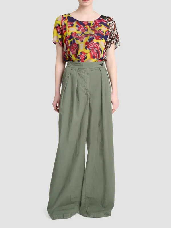 Dries Van Noten Pamplona Stretch Cotton Pleated Pants - Sage