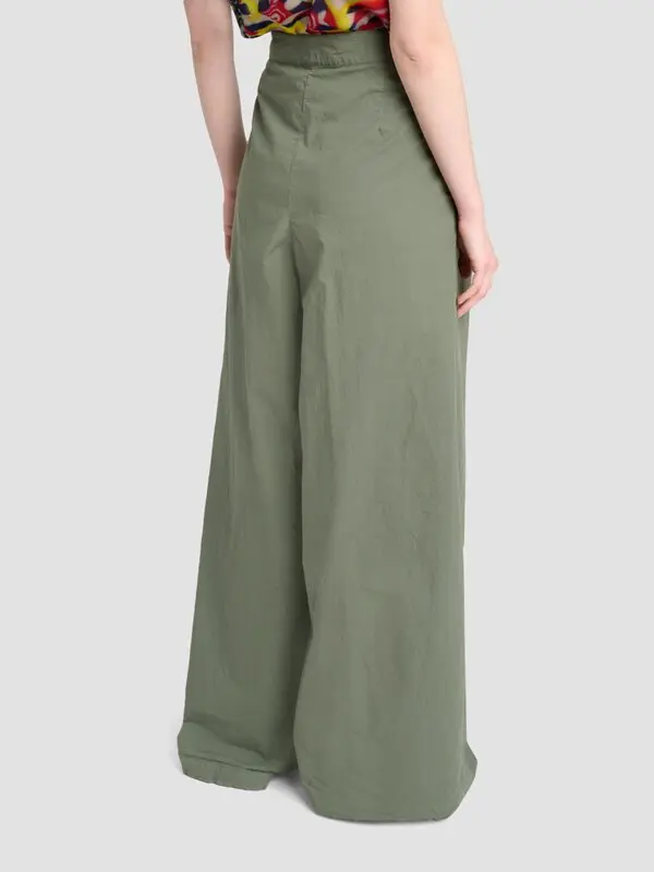 Dries Van Noten Pamplona Stretch Cotton Pleated Pants - Sage