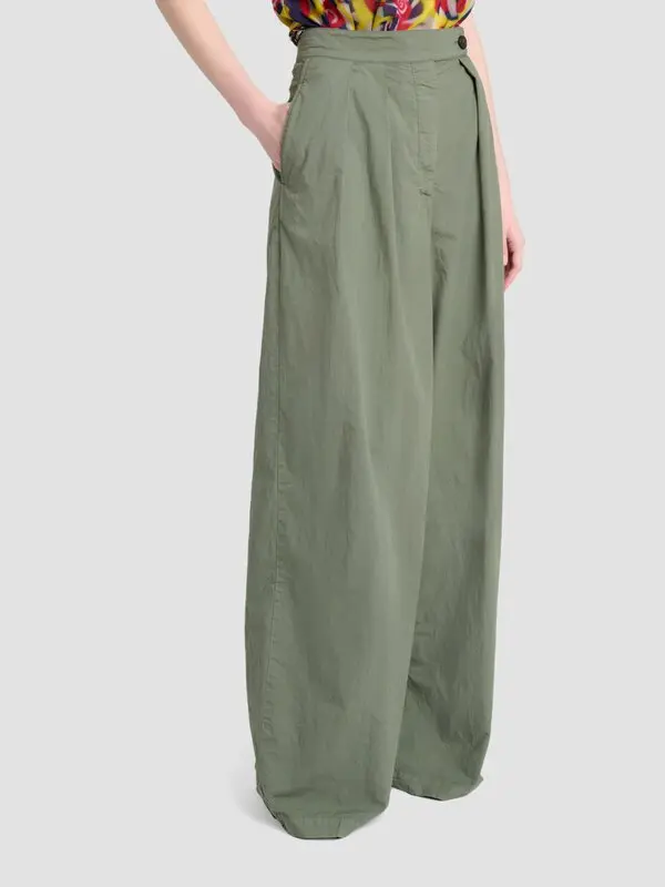 Dries Van Noten Pamplona Stretch Cotton Pleated Pants - Sage