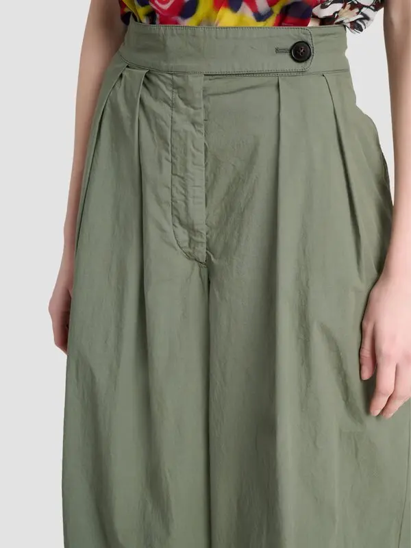 Dries Van Noten Pamplona Stretch Cotton Pleated Pants - Sage