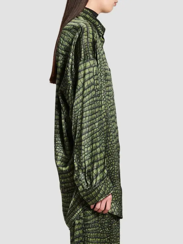 Balenciaga Cocoon Shirt In Croc Silk Satin