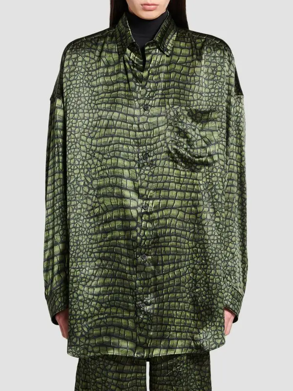 Balenciaga Cocoon Shirt In Croc Silk Satin
