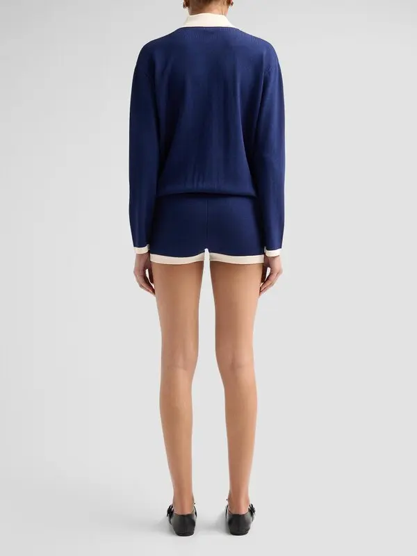 SEROYA Silas Knit Romper - Navy Eggshell