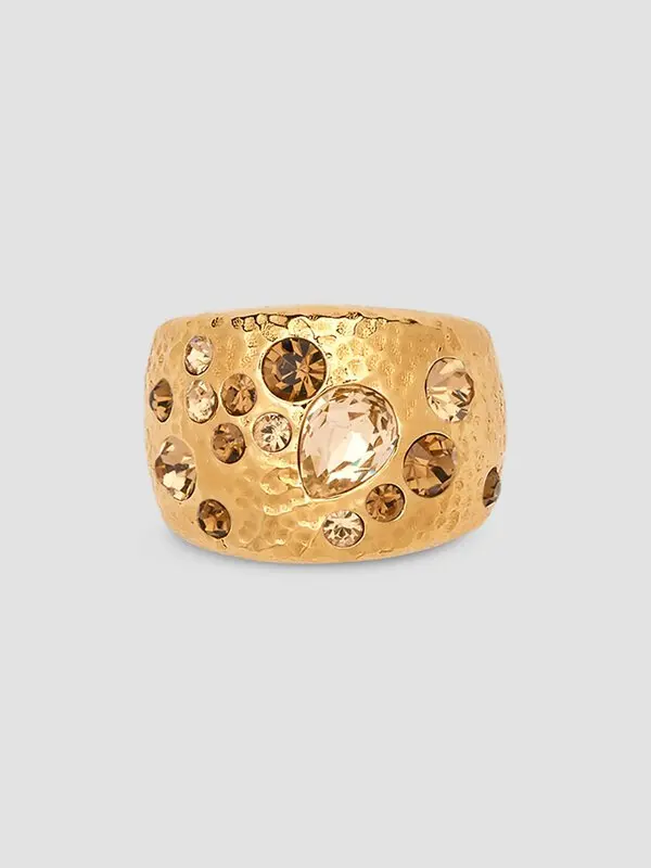 Oscar De La Renta Scramble 24k-gold-plated & Glass Crystal Ring