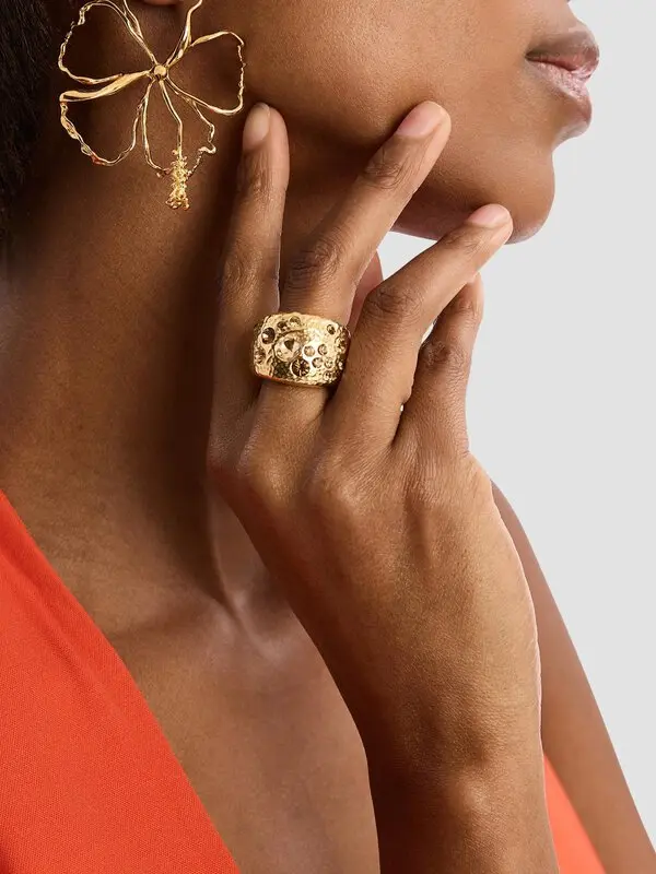 Oscar De La Renta Scramble 24k-gold-plated & Glass Crystal Ring