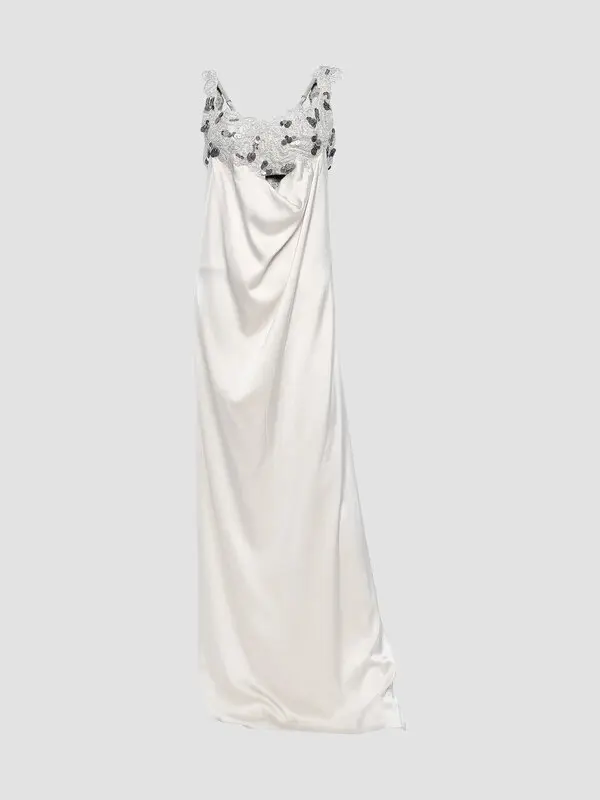 AKOK Anamika Khanna Embellished Embroidered Silk Maxi Dress