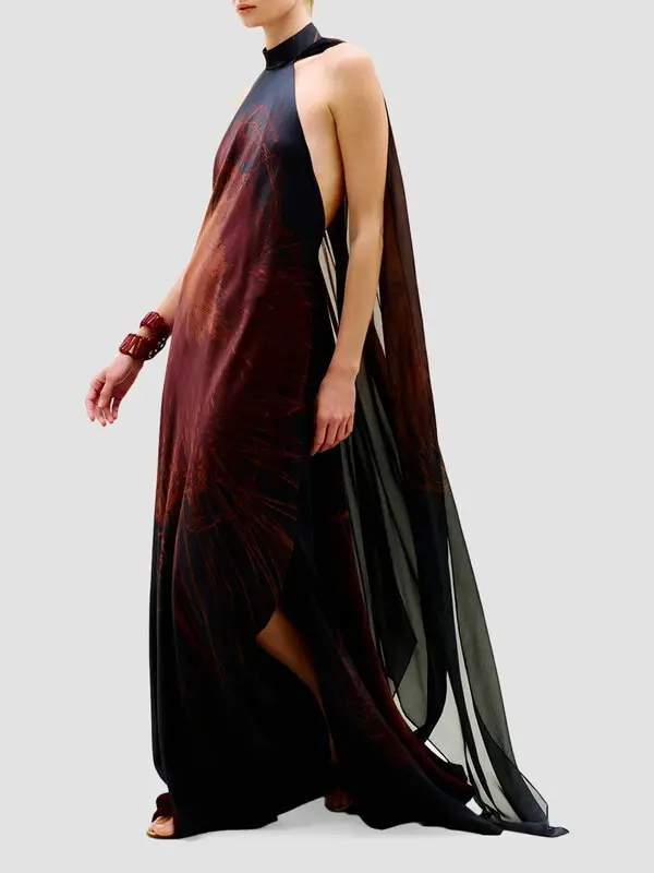 Silvia Tcherassi Sabina Cape Halter Maxi Dress