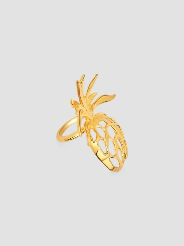 Oscar De La Renta 24k--plated Pineapple Ring