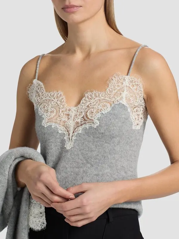 Adam Lippes Beatrix Lace-trim Cashmere Knit Cami