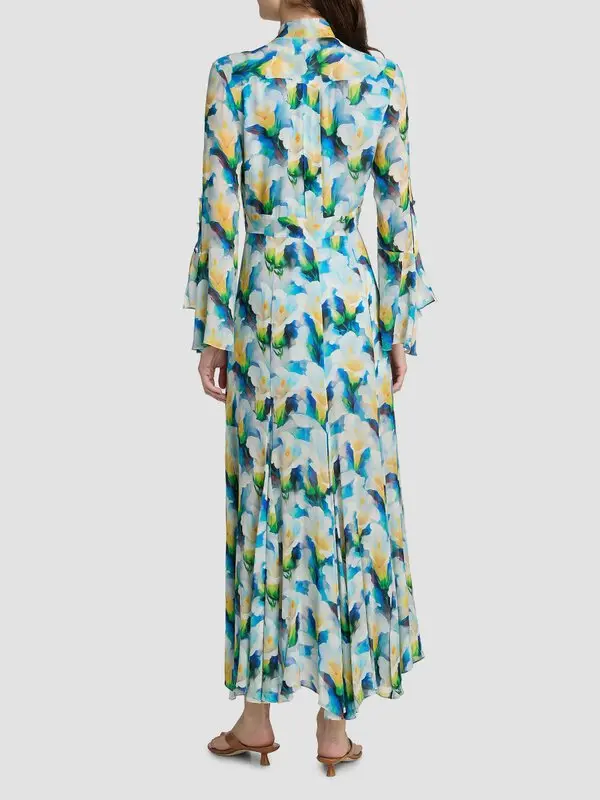 Prabal Gurung Floral Chiffon Pussy-bow Collar Dress