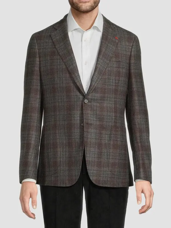 Isaia Plaid Wool-blend Jacket
