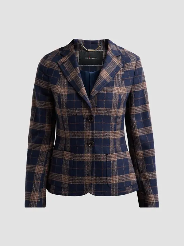 Kiton Plaid Wool-cotton Blazer