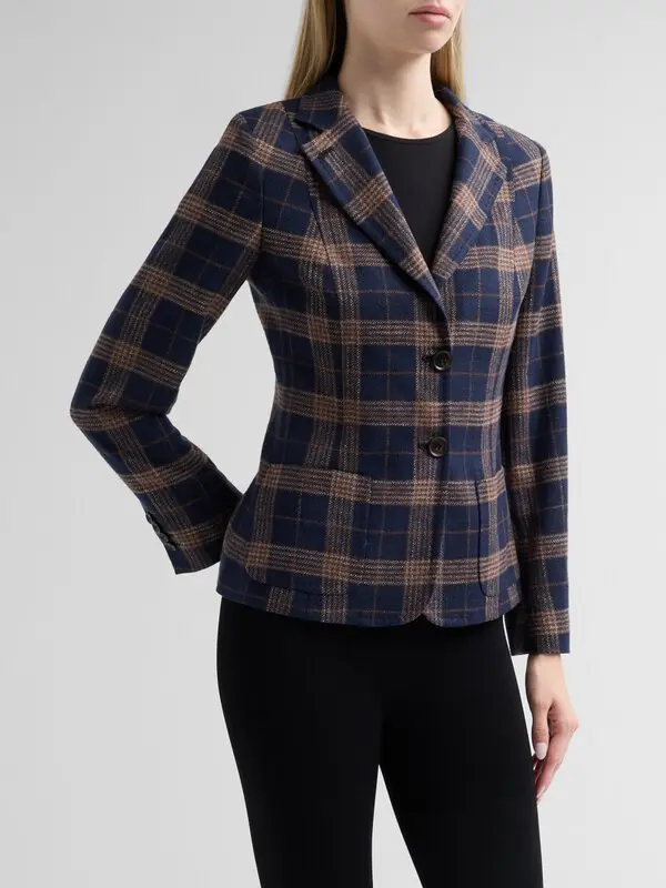 Kiton Plaid Wool-cotton Blazer