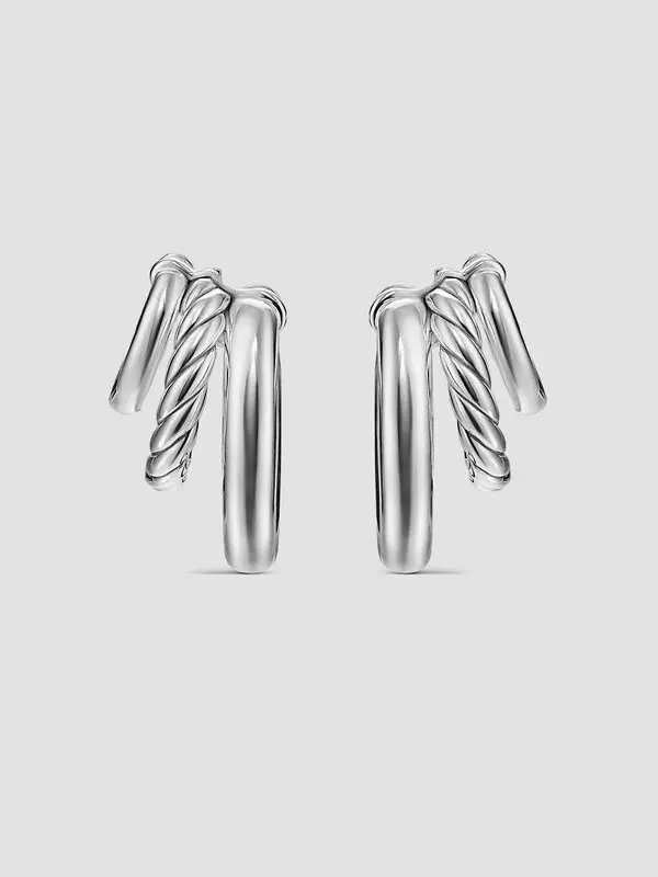 David Yurman Mercer Three Row Hoop Earrings In Sterling 21mm - Silver