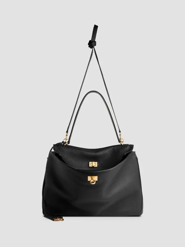 Balenciaga Rodeo Medium Top Handle Bag Grained Calfskin - Black