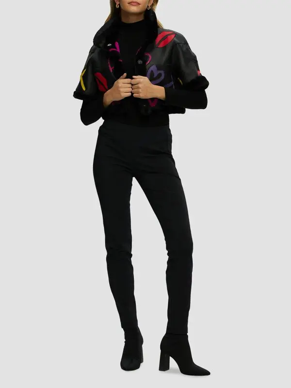 Gorski Reversible Shearling Lamb Bolero With Cropped Sleeves - Black