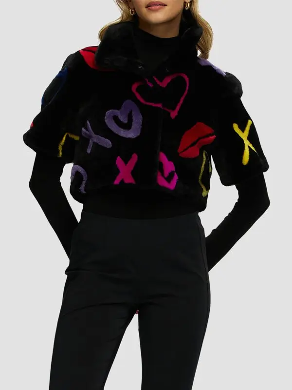 Gorski Reversible Shearling Lamb Bolero With Cropped Sleeves - Black