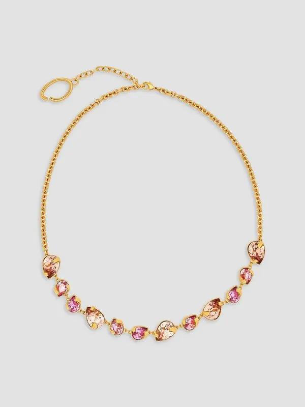 Oscar De La Renta Pear Rhinestone 24k-gold-plated & Crystal Necklace - Rose
