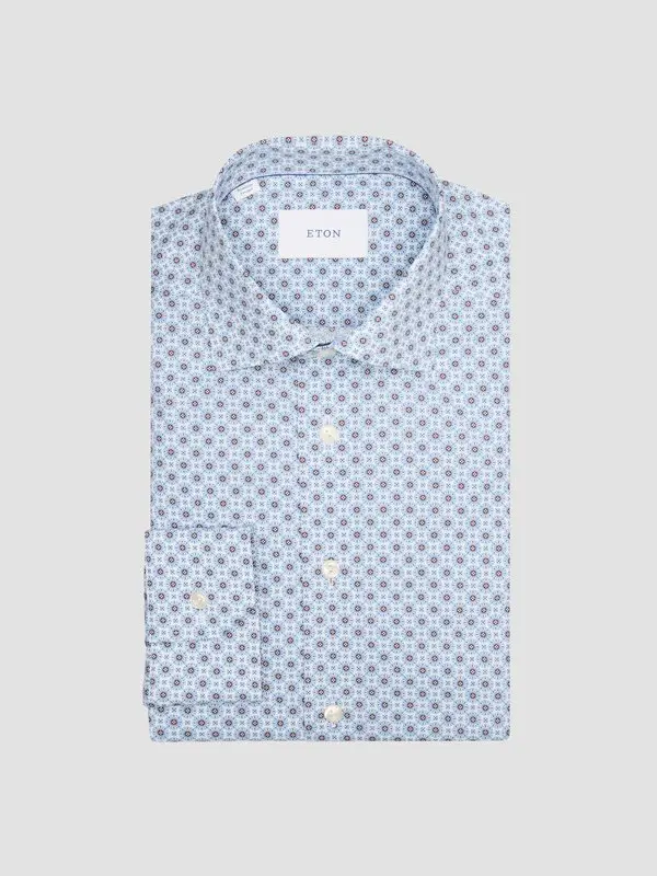 Eton Slim-fit Diamond Geometric Print Dress Shirt