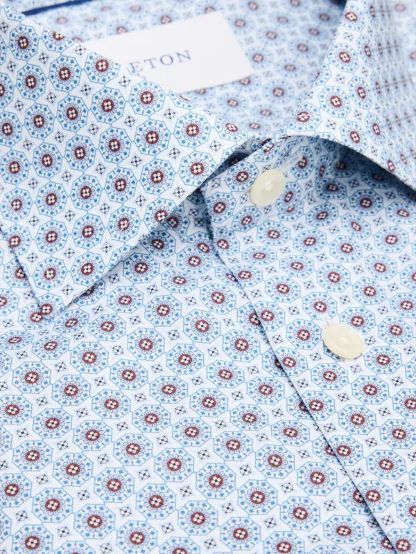 Eton Slim-fit Diamond Geometric Print Dress Shirt