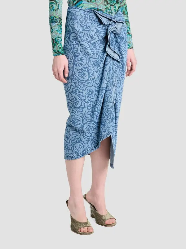 Dries Van Noten Sinas Floral Cotton Midi Skirt