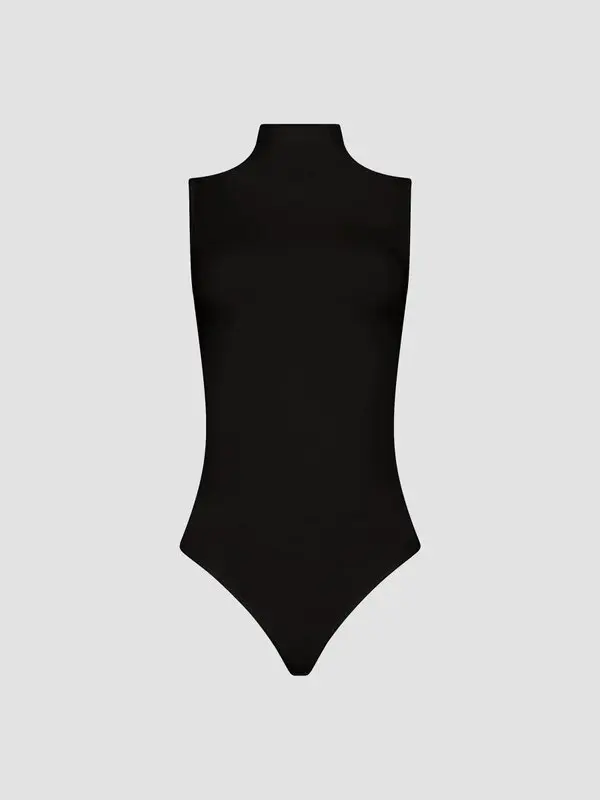 Wolford Mock Turtleneck Sleeveless Bodysuit - Black