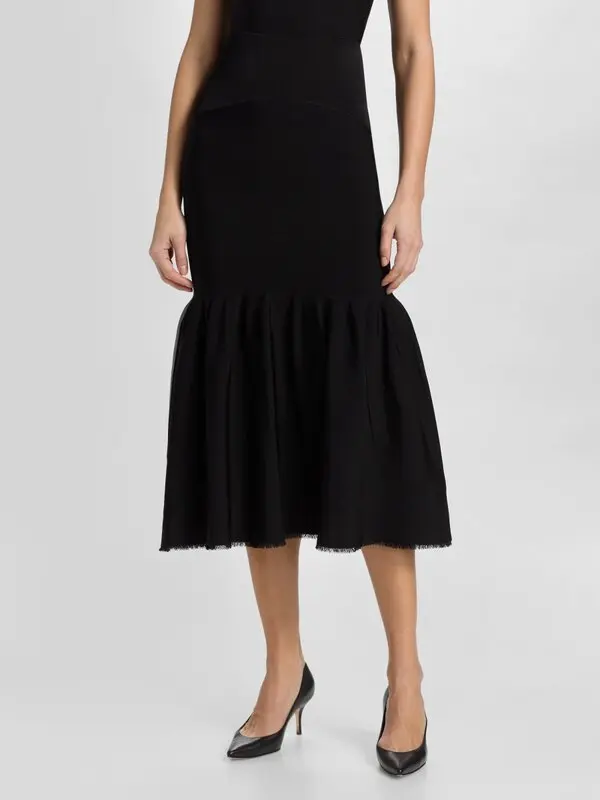 Adam Lippes Romy Fit & Flare Midi Skirt - Black