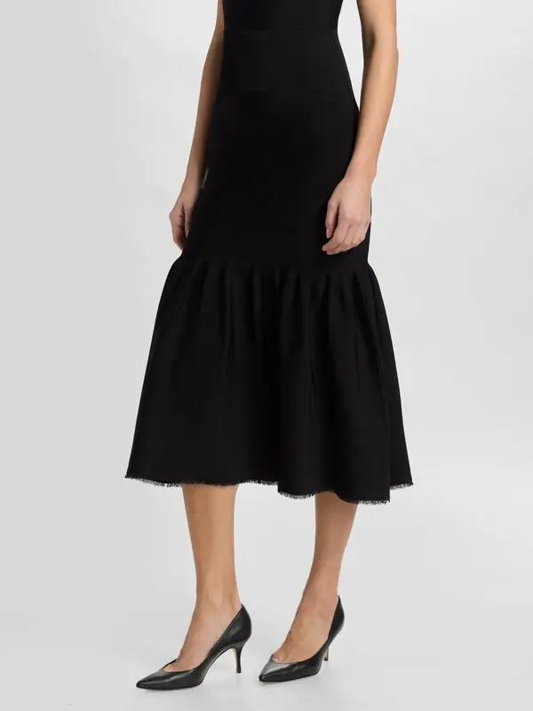 Adam Lippes Romy Fit & Flare Midi Skirt - Black
