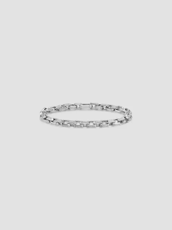 David Yurman Streamline Link Bracelet In Sterling Silver - Diamond