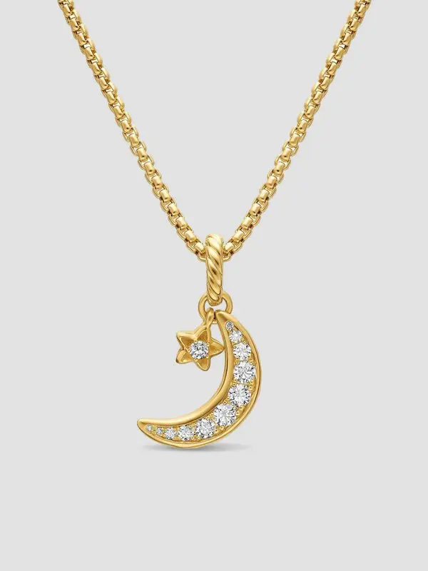 David Yurman Crescent Amulet In 18k Yellow Gold With Diamonds, 16.5mm - Diamond