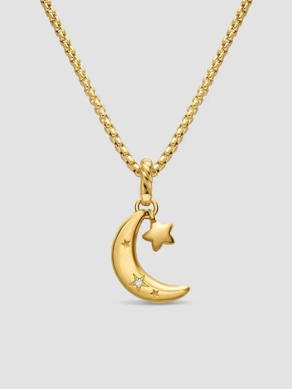 David Yurman Crescent Amulet In 18k Yellow Gold With Diamonds, 16.5mm