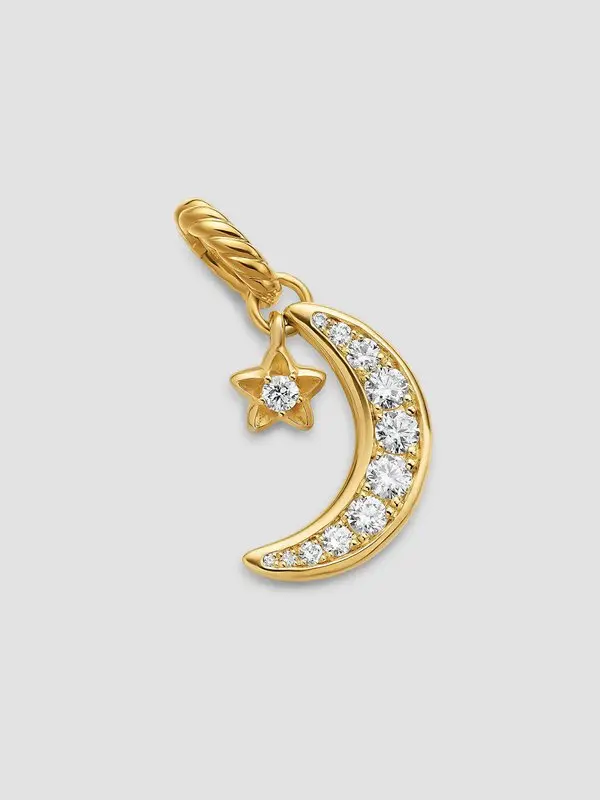 David Yurman Crescent Amulet In 18k Yellow Gold With Diamonds, 16.5mm