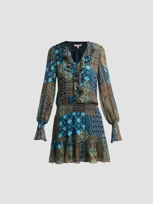 Ramy Brook Astrid Printed Blouson Mini Dress