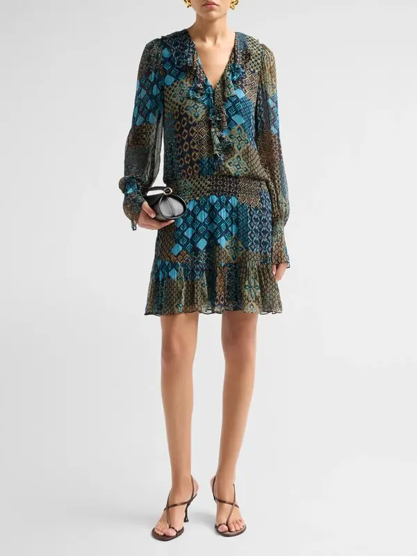 Ramy Brook Astrid Printed Blouson Mini Dress