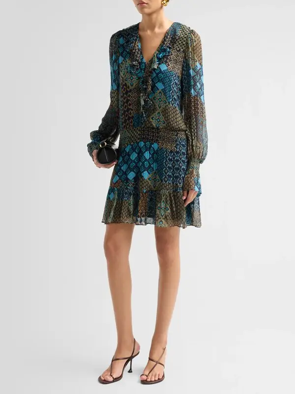 Ramy Brook Astrid Printed Blouson Mini Dress