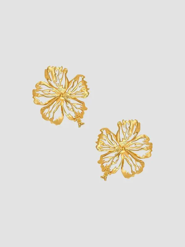 Oscar De La Renta 24k--plated Hibiscus Stud Earrings