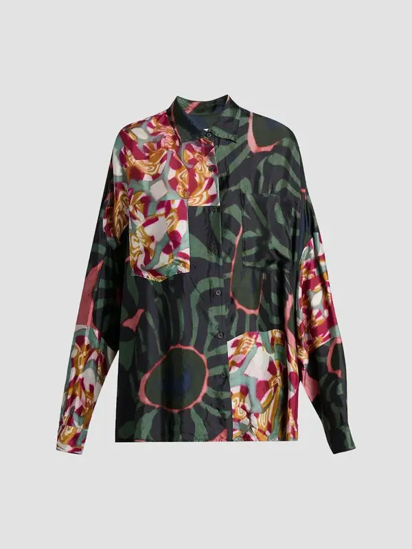 Dries Van Noten Casia Printed Fluid Shirt - Khaki