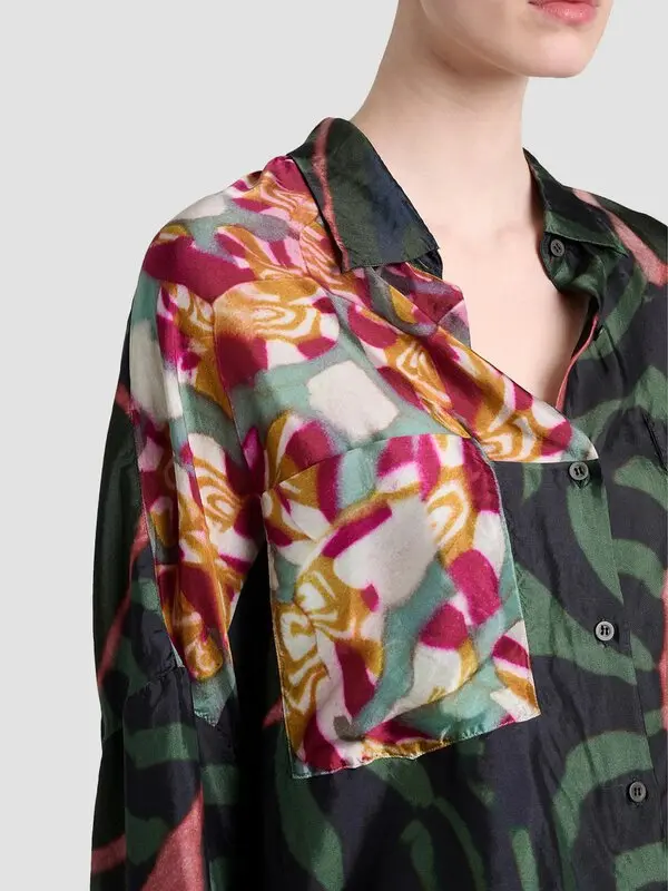 Dries Van Noten Casia Printed Fluid Shirt - Khaki