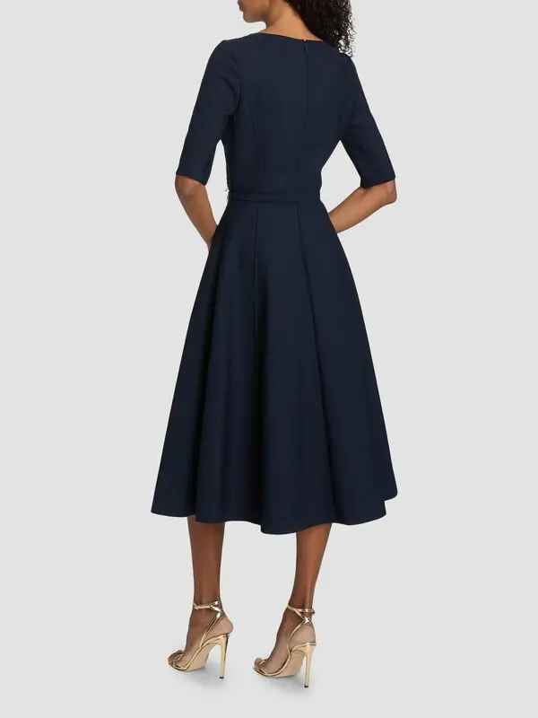 Oscar De La Renta Wool Belted Midi-dress