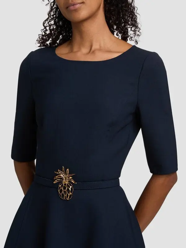 Oscar De La Renta Wool Belted Midi-dress