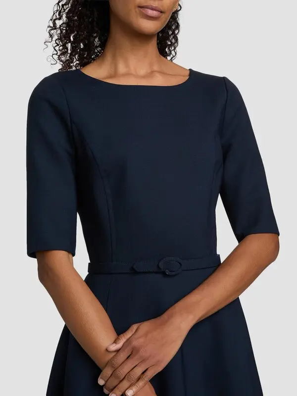 Oscar De La Renta Wool Belted Midi-dress