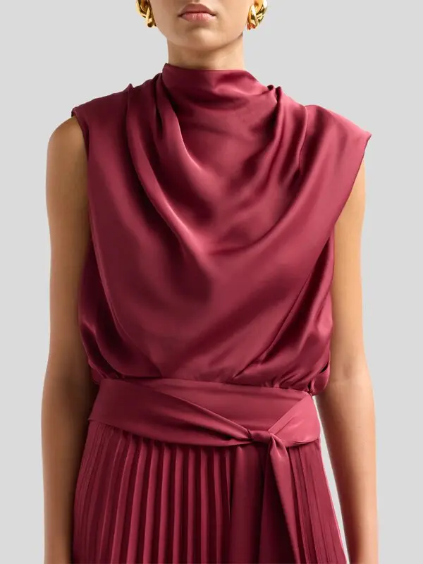Ramy Brook Farah Satin Midi Dress - Cranberry