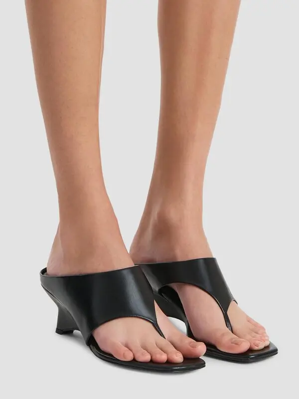 Khaite Marlow 55mm Leather Sculptural Mules - Black