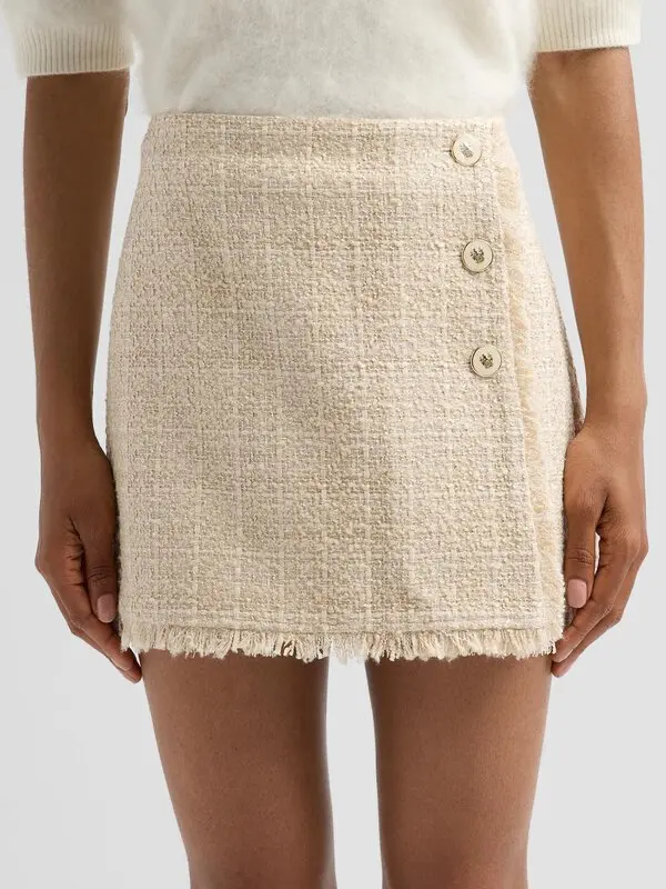 Ramy Brook Connie Tweed Wrap-front Mini Skirt